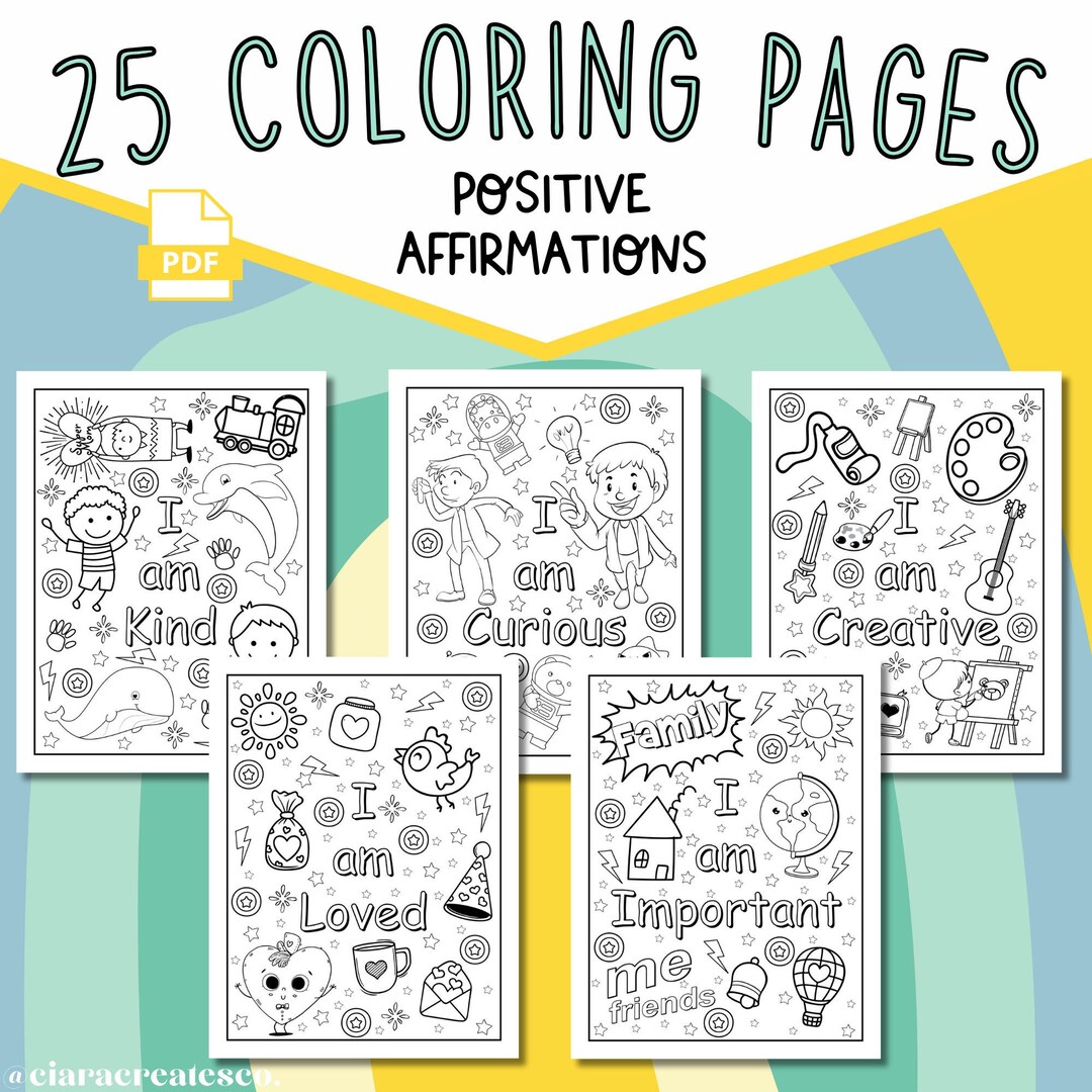 Inspirational Coloring Pages for Kids, Positive Affirmations, Mindset ...