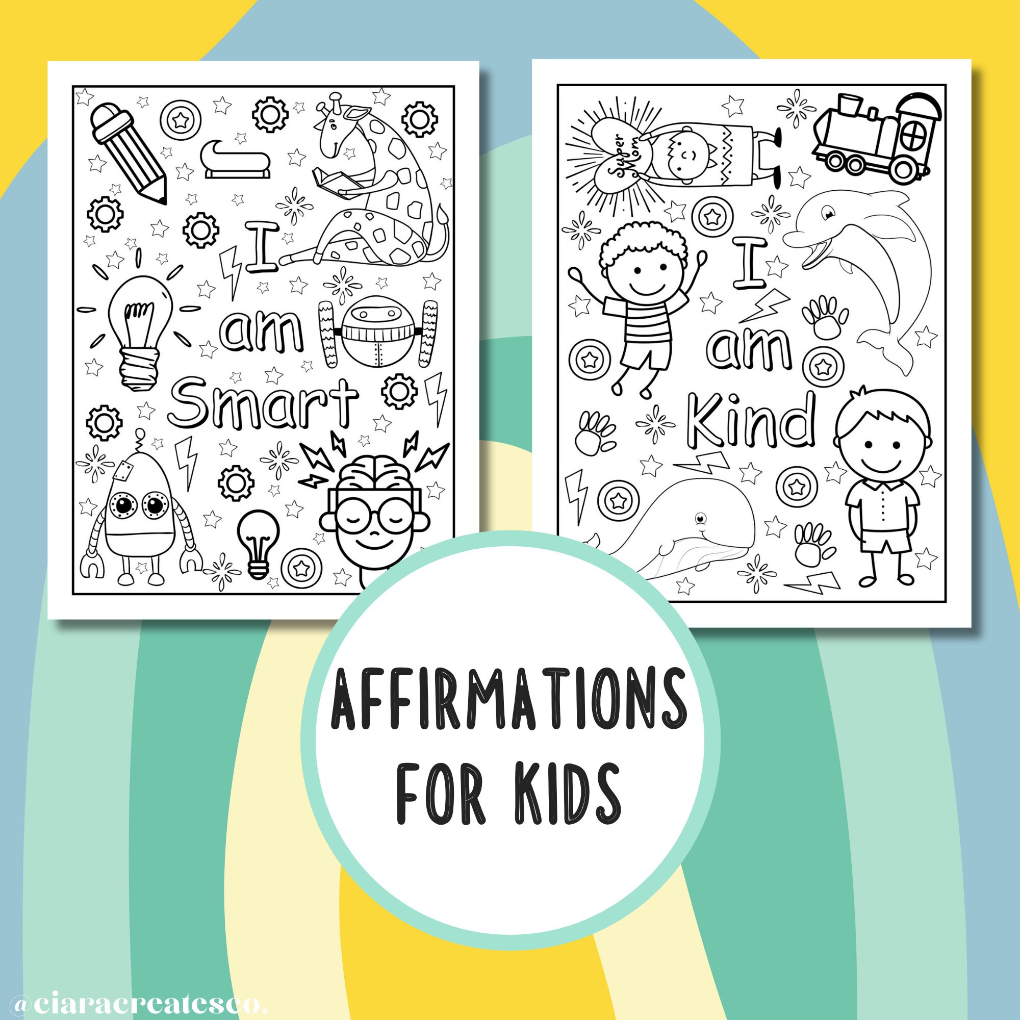 Inspirational Coloring Pages for Kids, Positive Affirmations, Mindset ...