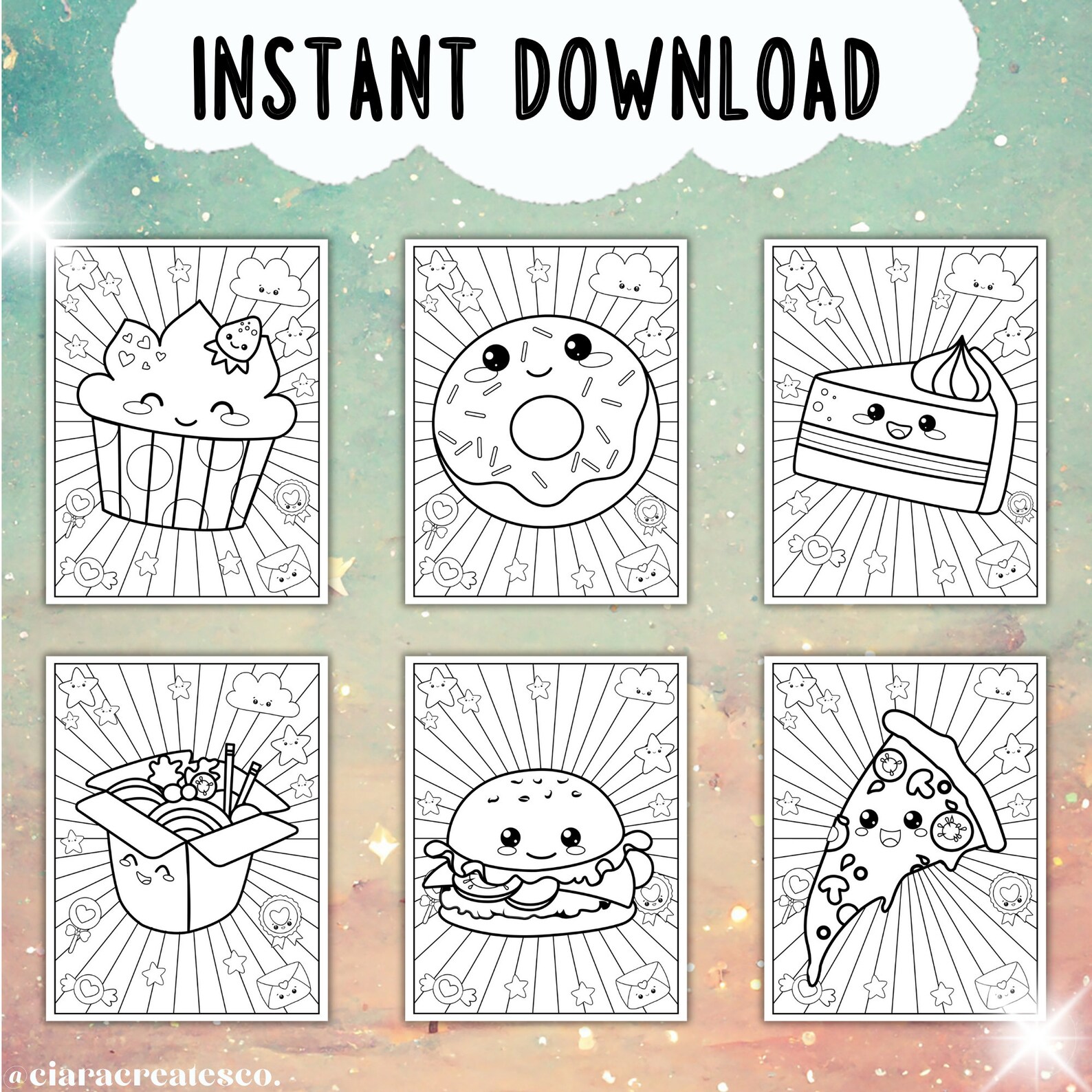 Kawaii Food Coloring Pages, Cute Cartoon Coloring for Kids, Kawaii Food ...