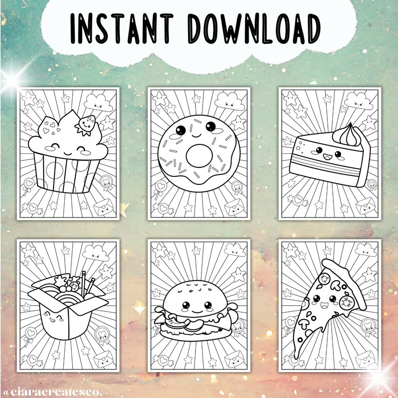 Kawaii Food Coloring Pages, Cute Cartoon Coloring for Kids, Kawaii Food ...