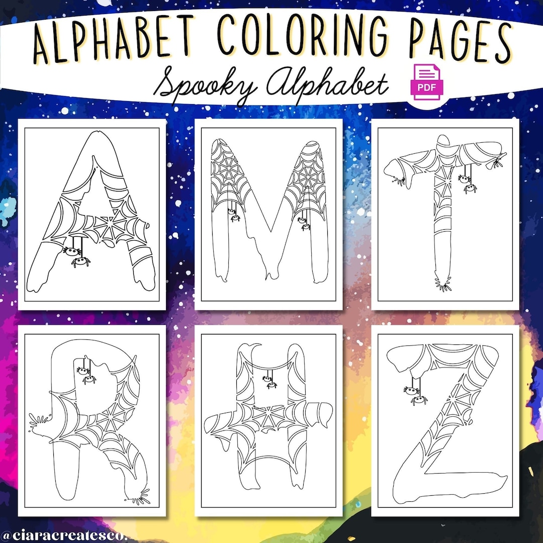 Halloween Alphabet Coloring Pages Cute Halloween Activity - Etsy