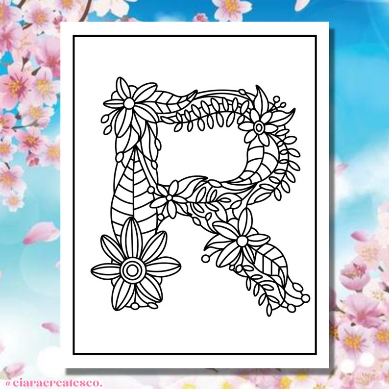 Alphabet Coloring Pages, Mindfulness Coloring, Flower Alphabet ...
