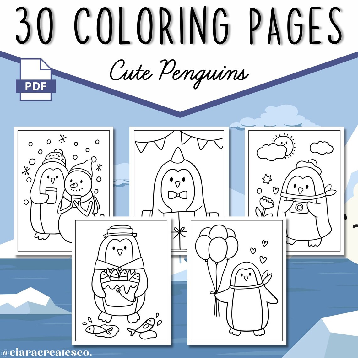30 Penguin Coloring Pages, Coloring Pages for Kids, Birthday Party ...