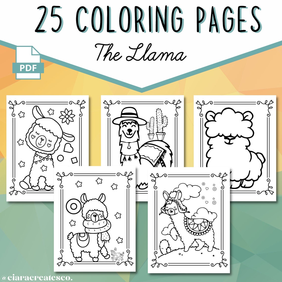 Llama Coloring Pages Llama Coloring Pages for Girls Teens & - Etsy Ireland