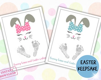 Easter Bunny Footprint Craft, Footprint Art, Easter Bunny Printable ...