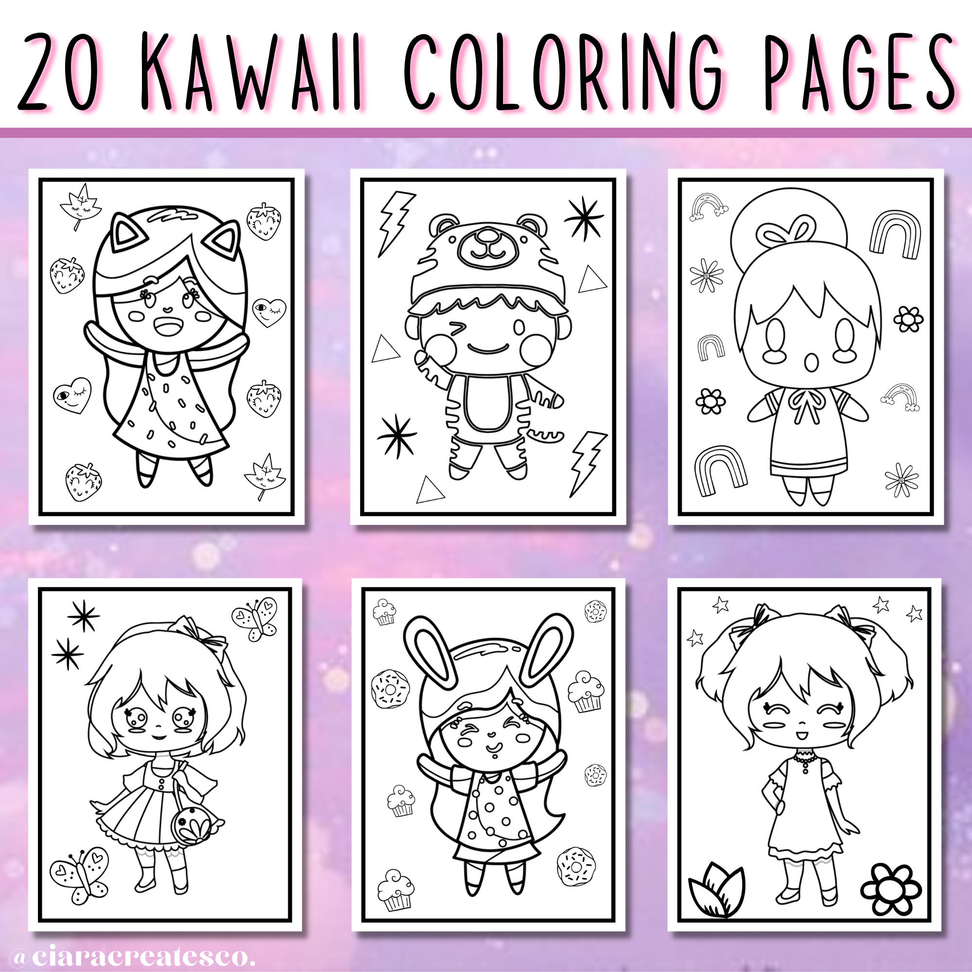 20 Kawaii Coloring Pages for Kids, Cute Printable Coloring Pages ...