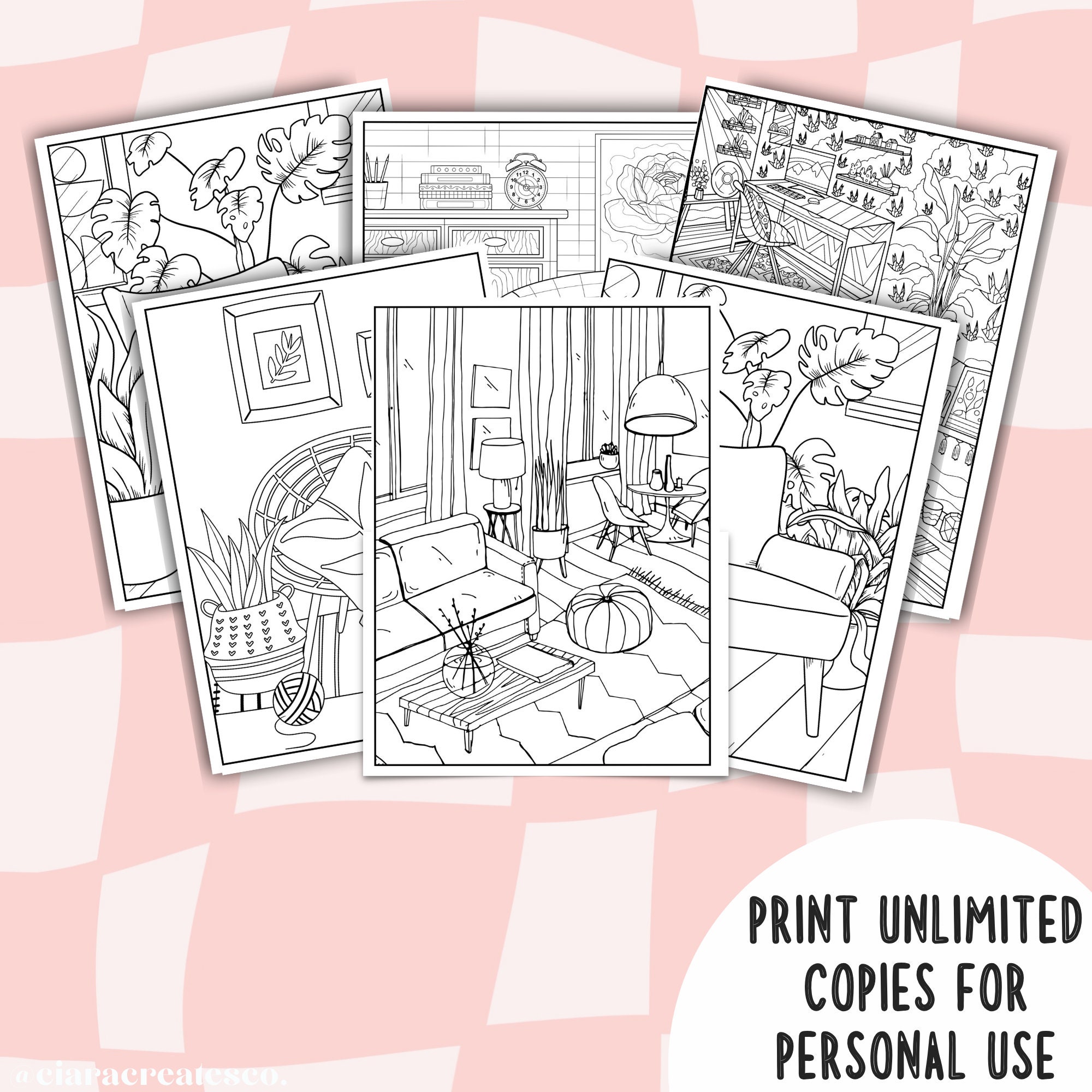 35 Cozy Home Coloring Pages, Cozy Spaces Coloring Book, Printable ...