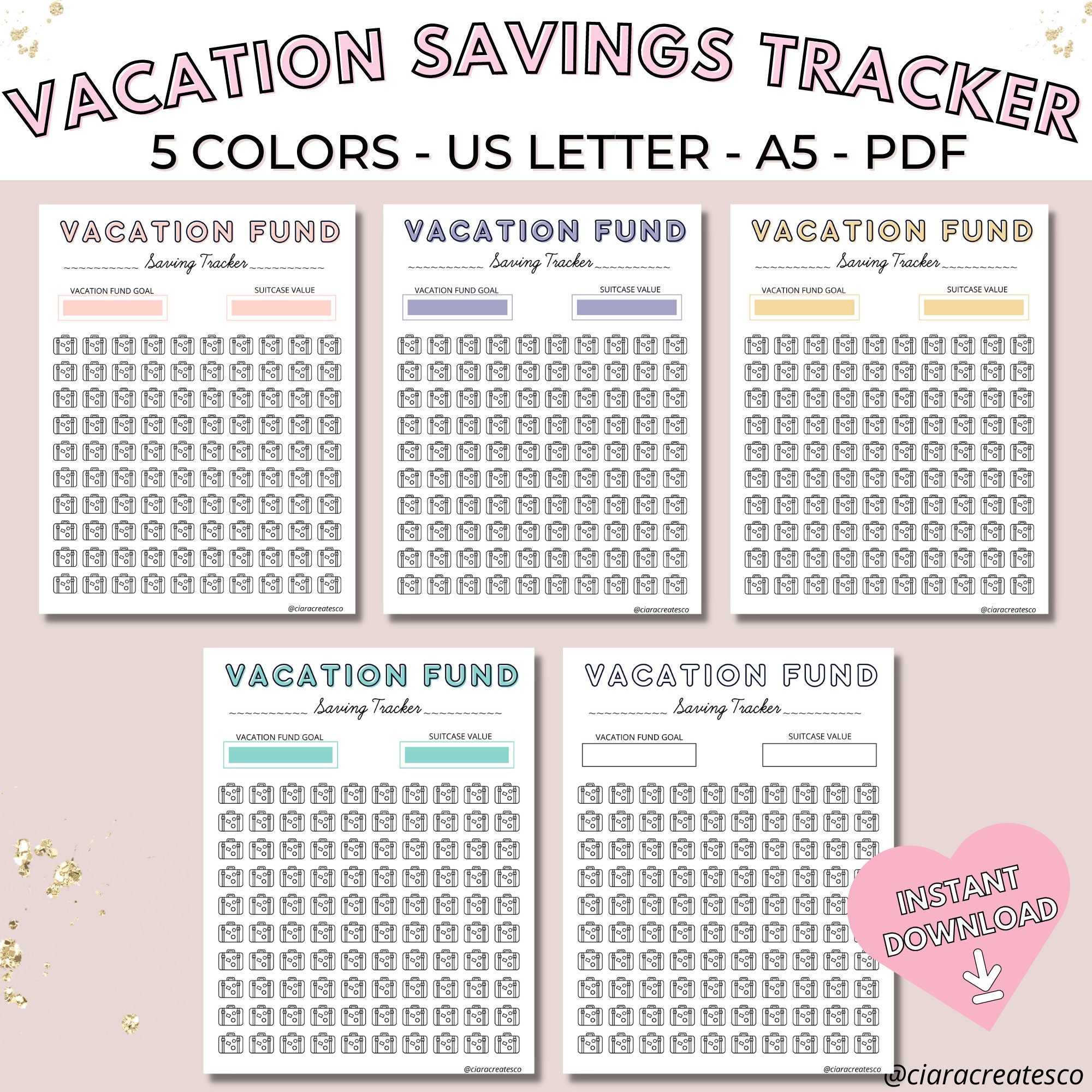 Vacation Savings Tracker Vacation Savings Printable Family Vacation ...