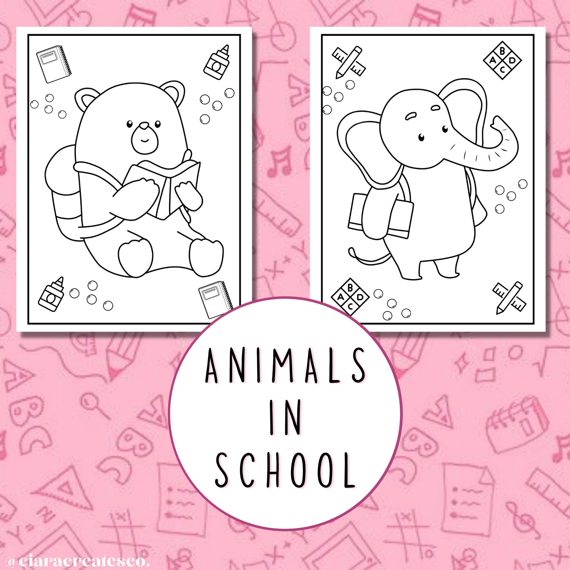 Cute Animal Coloring Pages Cute Back to School Coloring Pages Animal ...