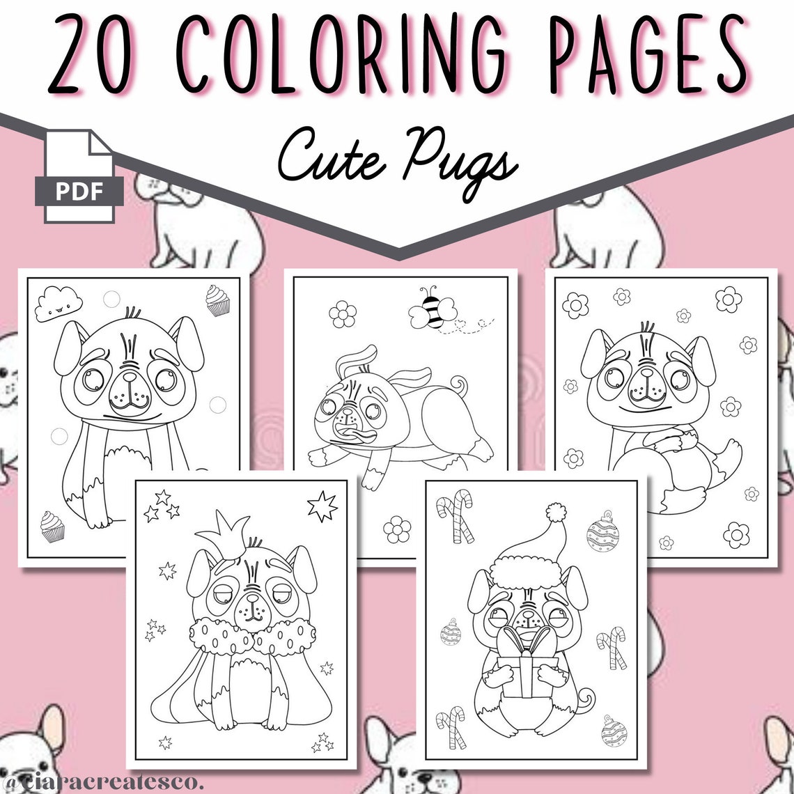 Pug Coloring Pages for Kids, Cute Dogs Coloring Pages, Pug Coloring ...