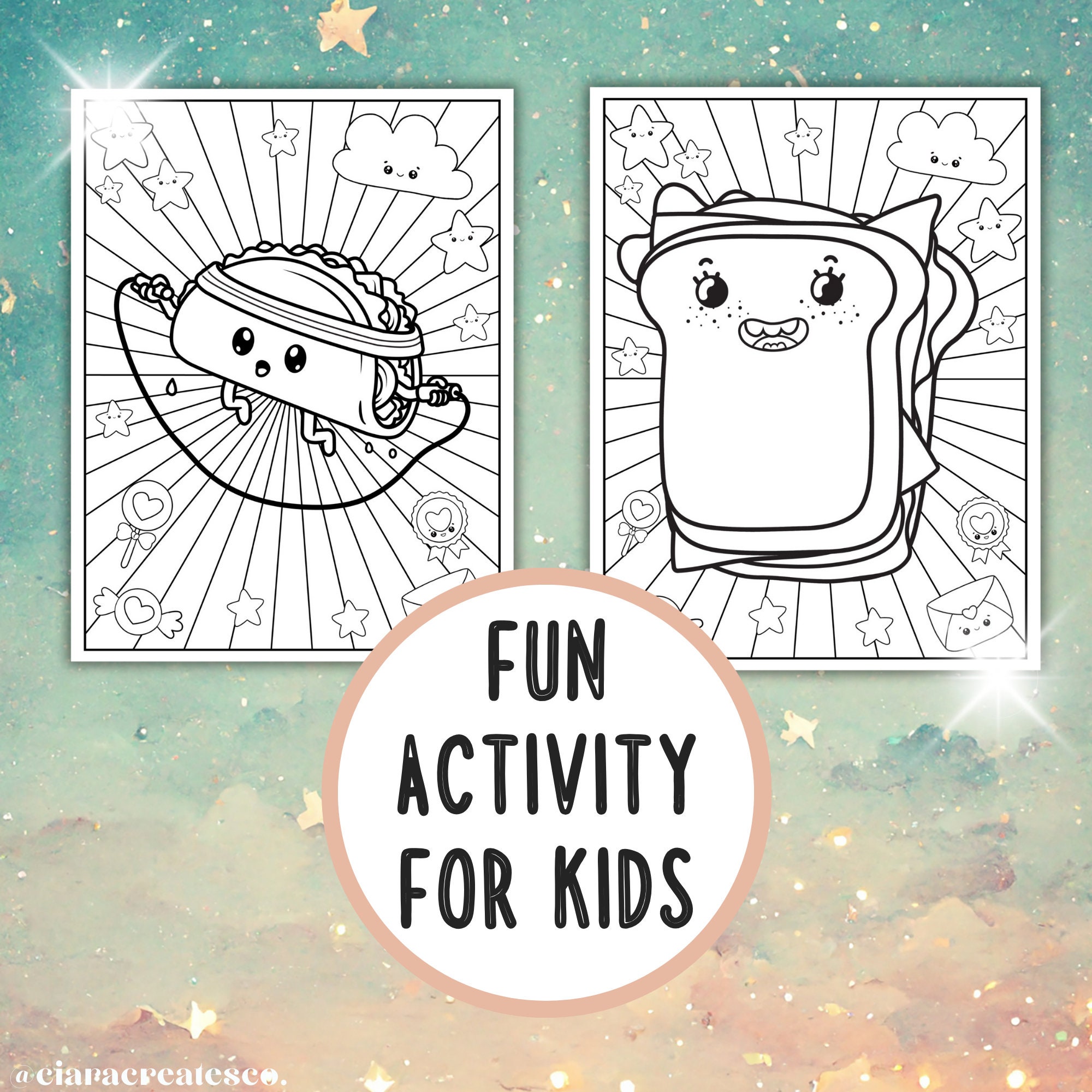 Kawaii Food Coloring Pages, Cute Cartoon Coloring for Kids, Kawaii Food ...