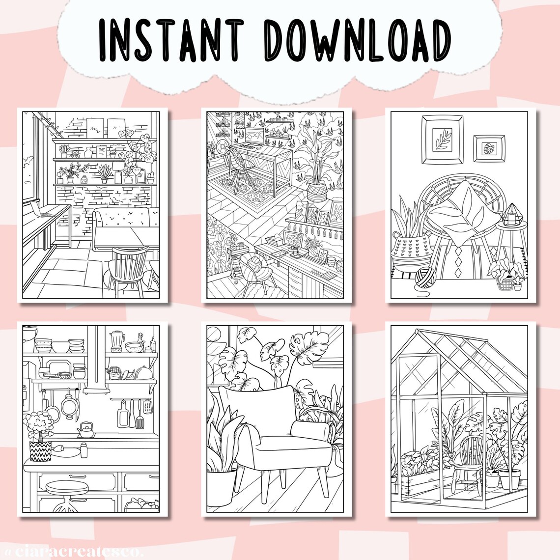 35 Cozy Home Coloring Pages, Cozy Spaces Coloring Book, Printable ...