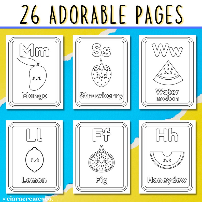 Alphabet Coloring Pages, Coloring Pages for Kids, Fruit Alphabet ...