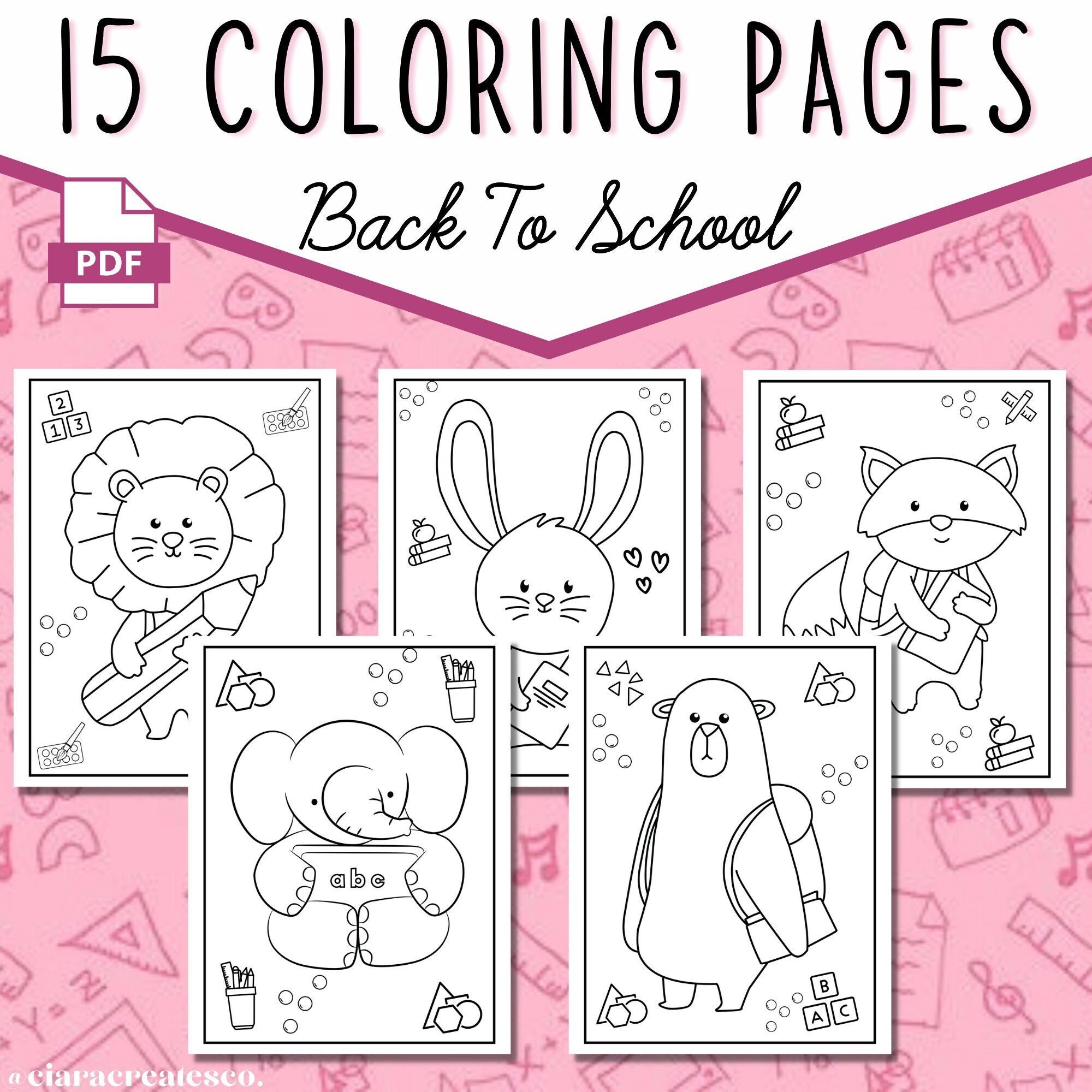 Cute Animal Coloring Pages Cute Back to School Coloring Pages Animal ...
