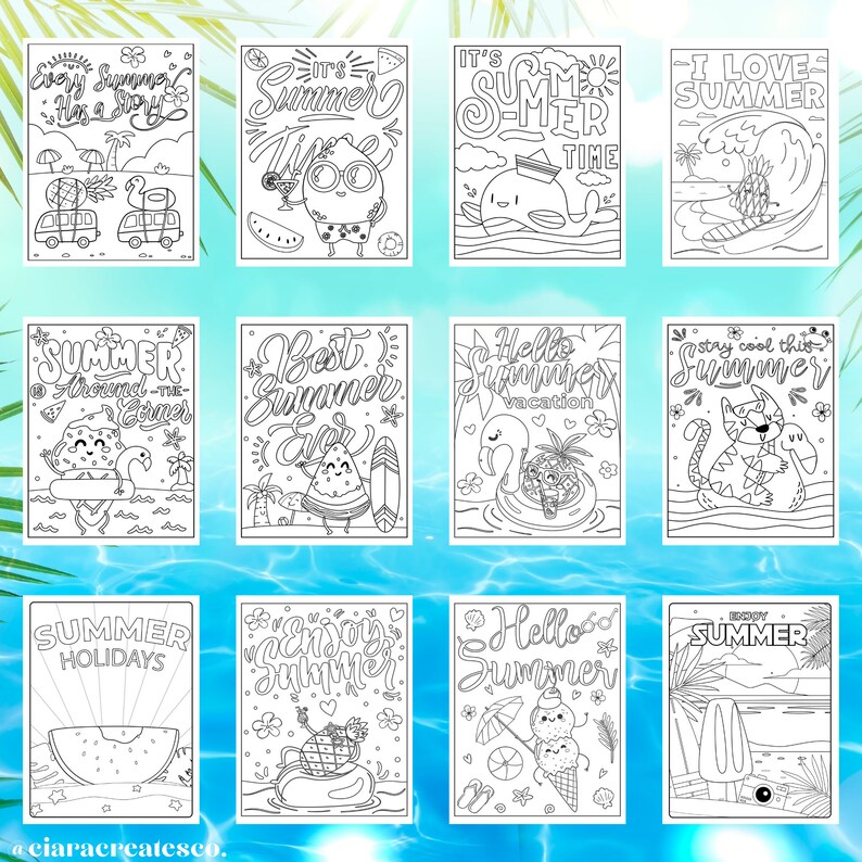 30 Summer Coloring Pages, Summer Coloring Pages for Kids, Summer ...