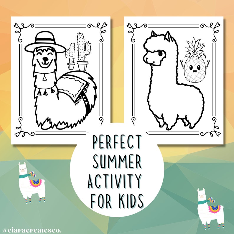 Llama Coloring Pages Llama Coloring Pages for Girls Teens & - Etsy
