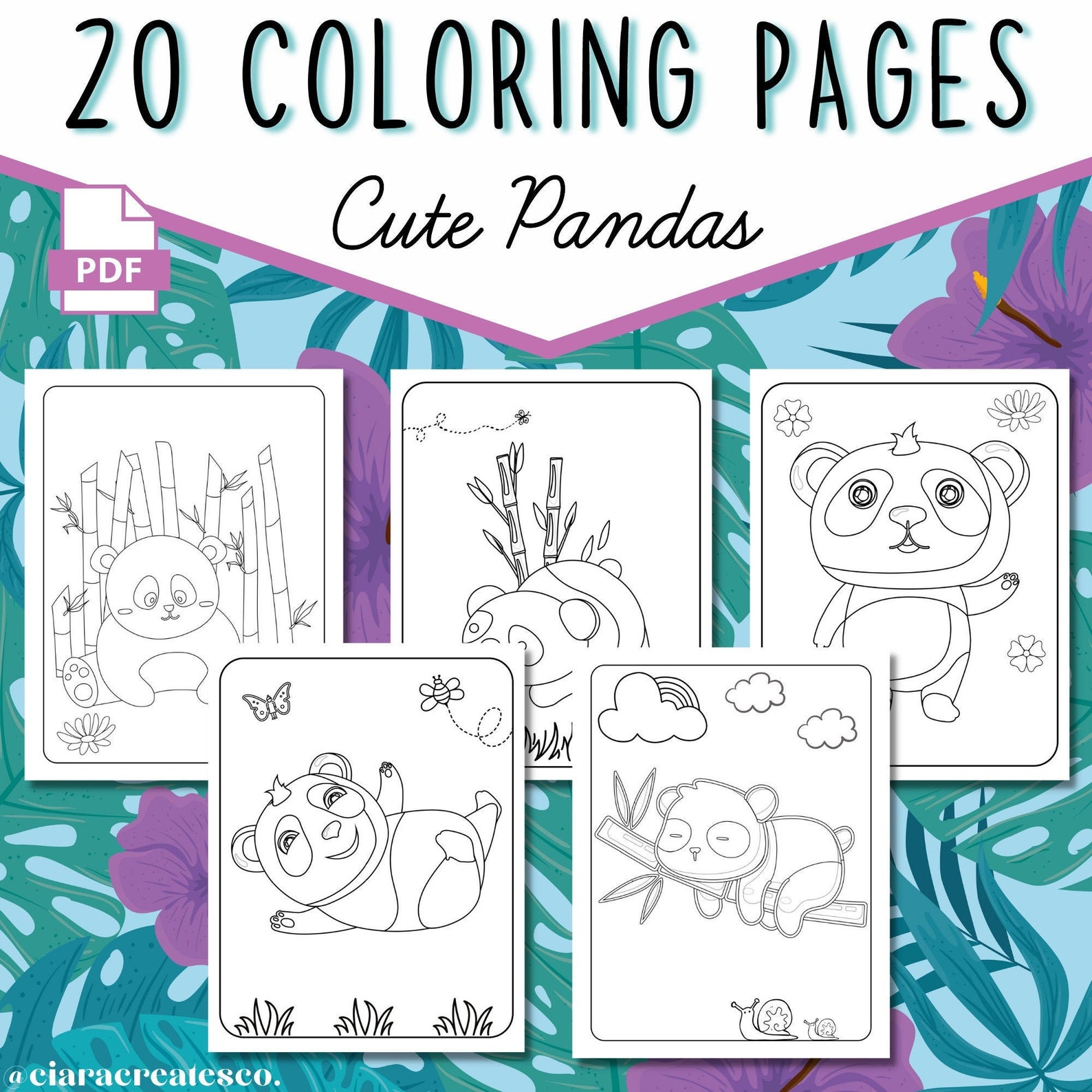 20 Panda Coloring Pages, Coloring Pages for Kids, Animal Coloring Pages ...