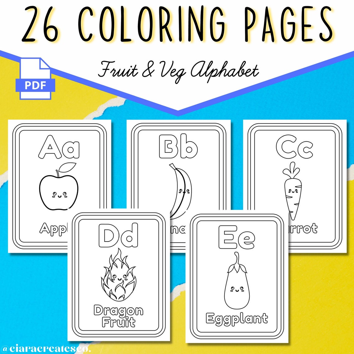 Alphabet Coloring Pages, Coloring Pages for Kids, Fruit Alphabet ...