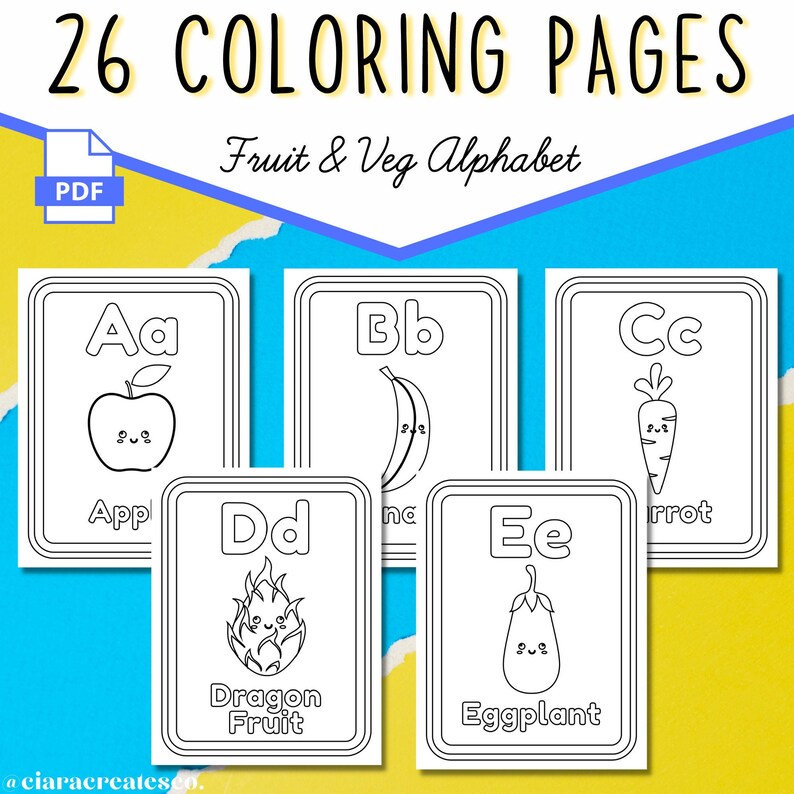 Alphabet Coloring Pages, Coloring Pages for Kids, Fruit Alphabet ...