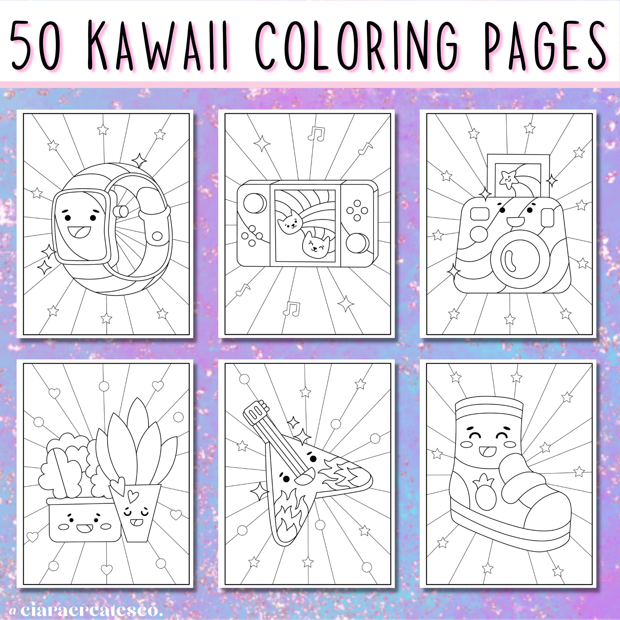 50 Cute Coloring Pages Kawaii Coloring Pages for Kids - Etsy Canada