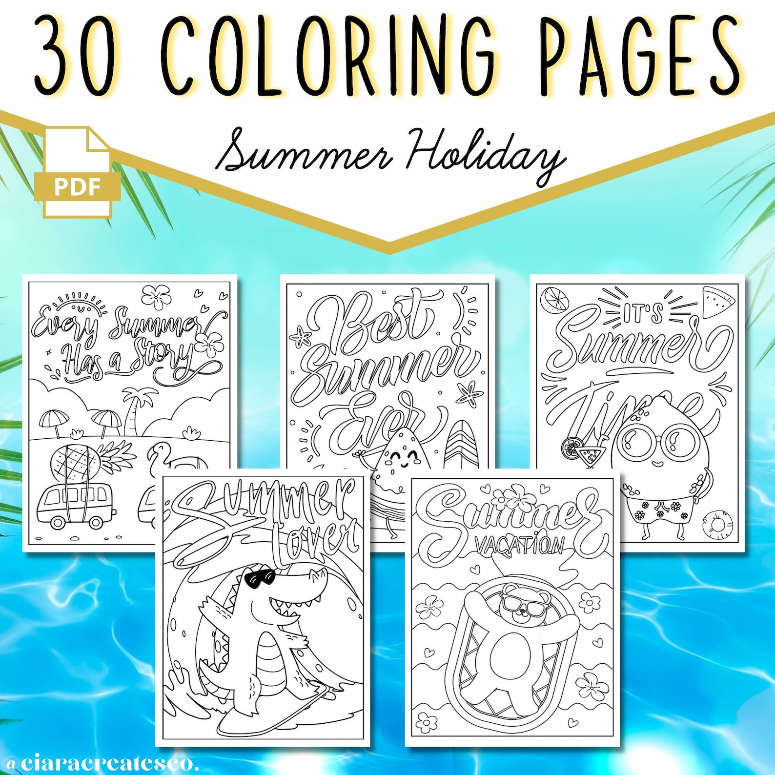 30 Summer Coloring Pages, Summer Coloring Pages for Kids, Summer ...