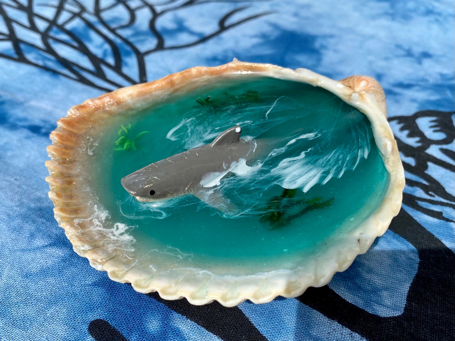 Requin Coquillage Résine Époxy Art Mini Ocean Jewelry Plat | Etsy