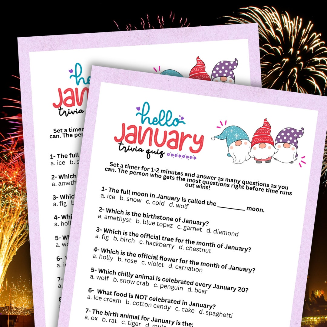 January Trivia Games Bundle of Printable NYE Winter Time Holiday Party ...