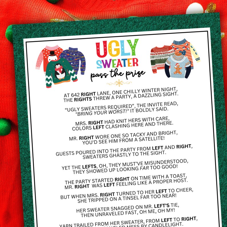 Ugly Sweater Party Game, Gift Exchange Poem (PDF Download) - Etsy