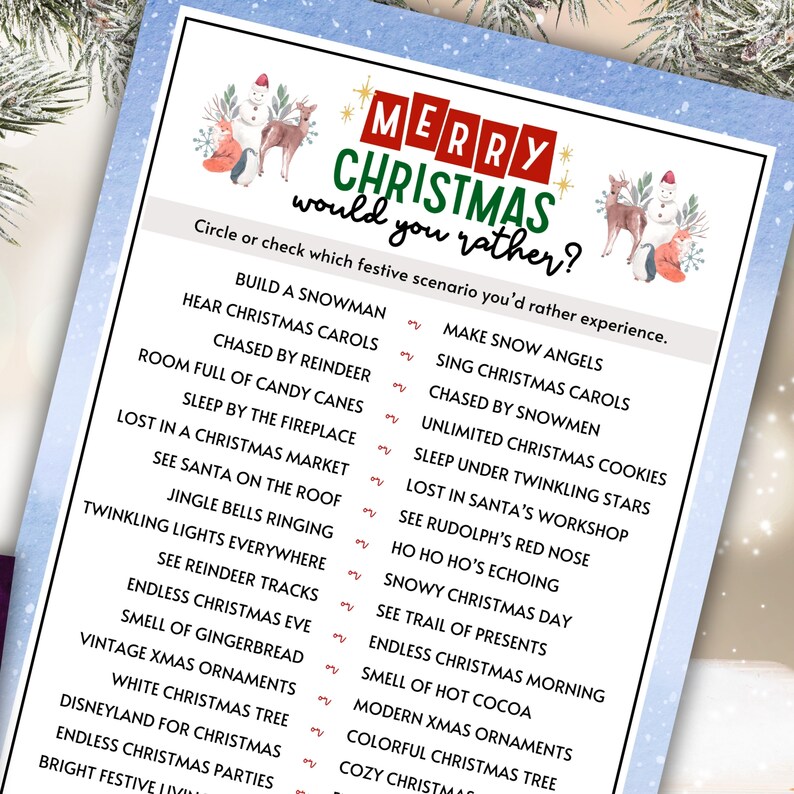 Christmas 'would You Rather' Party Game: Fun Xmas Icebreaker (PDF) - Etsy