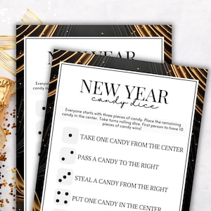 New Year's Eve Candy Dice Roll Fun Printable Game Fun for Adults Kids ...
