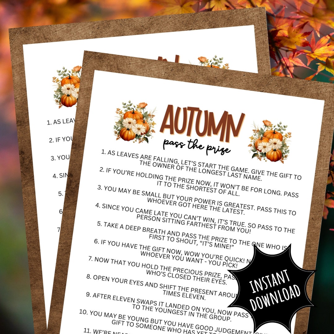 Fall Pass the Prize Game: Autumn Party Activity (PDF) - Etsy