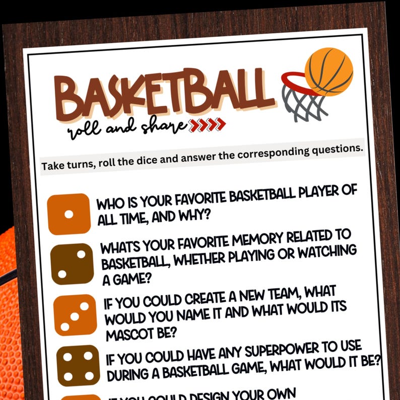 Basketball Roll and Share Game: Fun Party Icebreaker (printable PDF) - Etsy