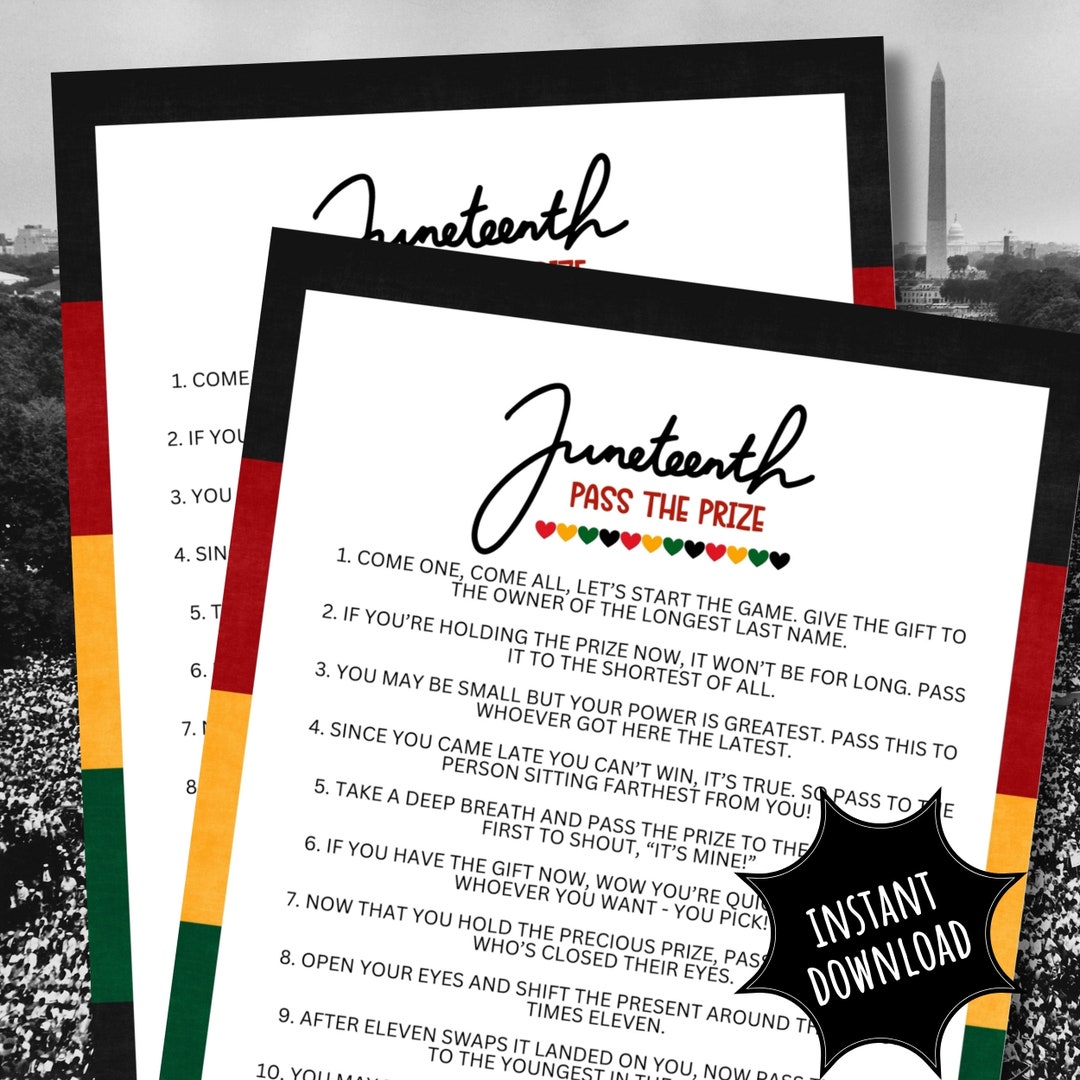 Juneteenth Pass the Prize Left Right Game for African American History ...