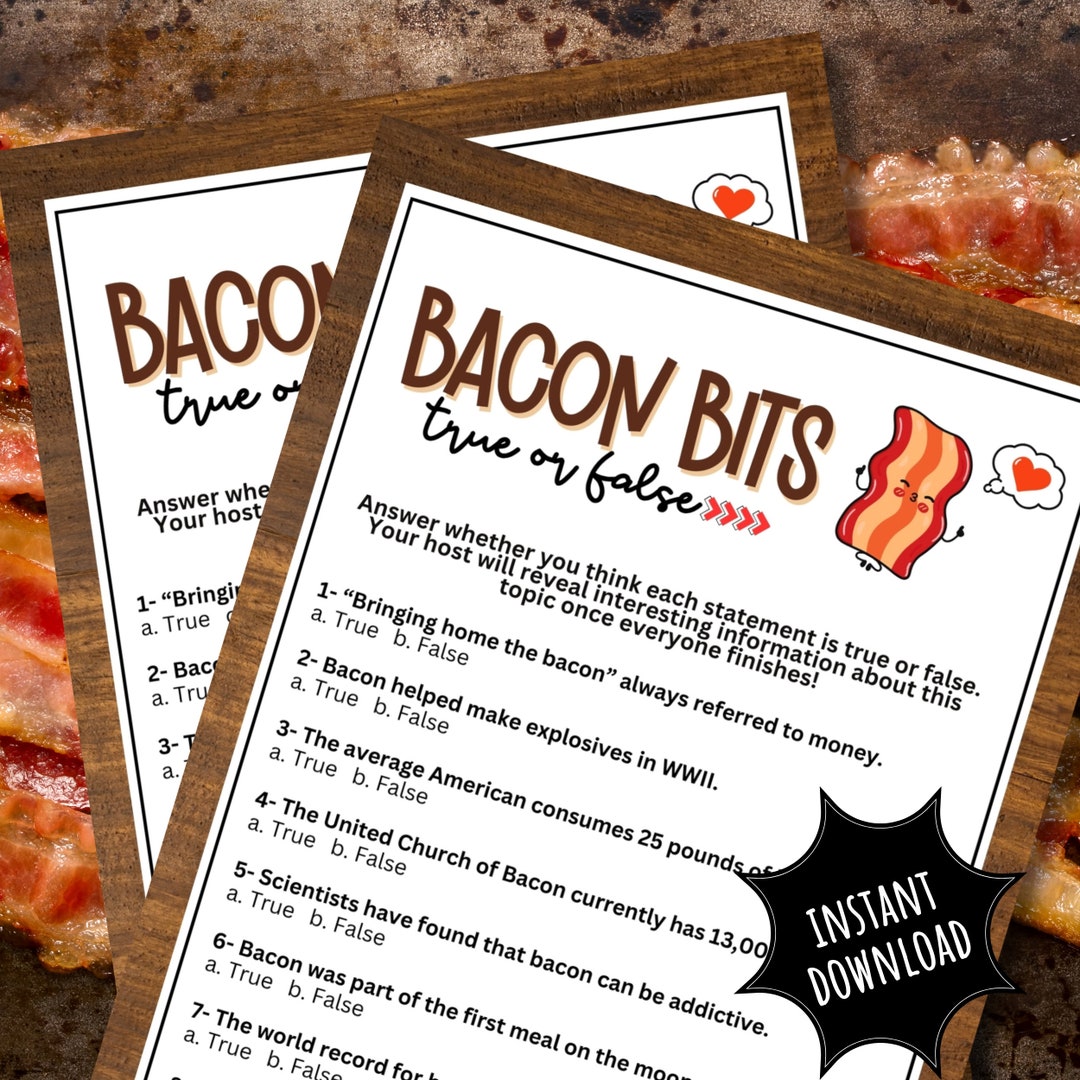 Bacon Party Trivia True or False Party Game for Breakfast Brunch Food ...