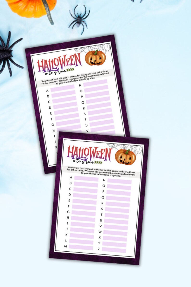 Halloween Party Game A to Z Word Race Printable Puzzle Activities for ...