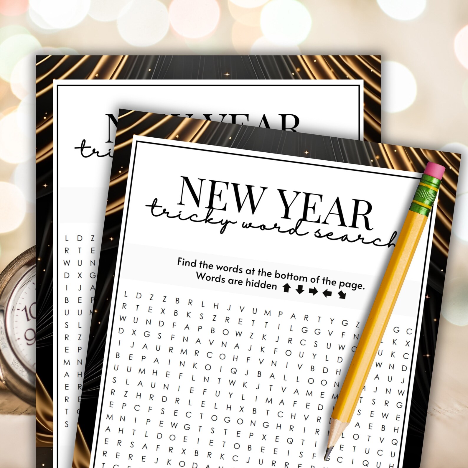 New Year's Eve Tricky Word Search Game: Printable Party Activity (PDF ...
