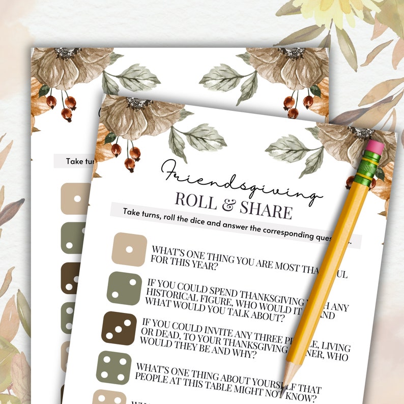 Friendsgiving Roll and Share Game: Thanksgiving Icebreaker (PDF) - Etsy