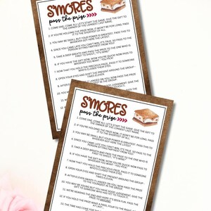 S'mores Pass the Prize Game: Camping Party Printable (PDF) - Etsy