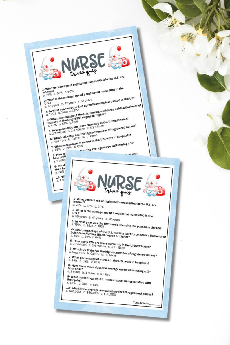 Nurse Trivia Game - Printable Nurse Appreciation - Fun Nursing ...