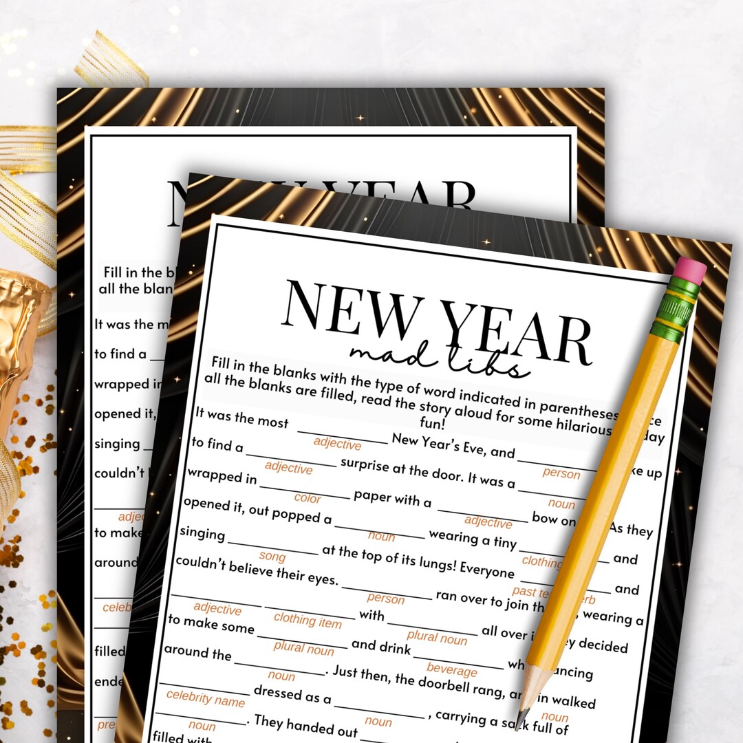 New Year's Eve Mad Libs Game: Hilarious Party Story (PDF) - Etsy