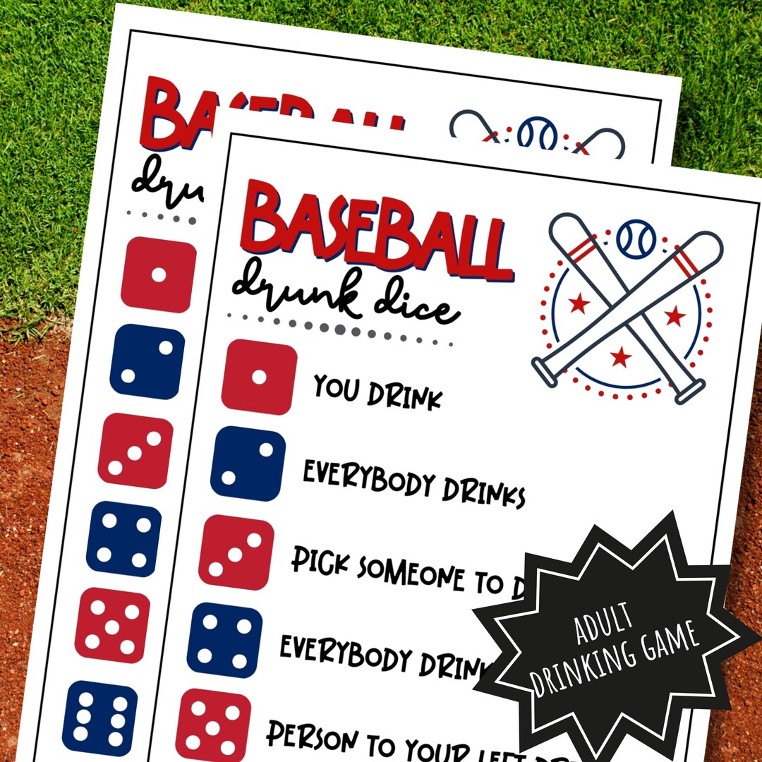Baseball Drunk Dice Drinking Printable Party Game for Adults to Get ...