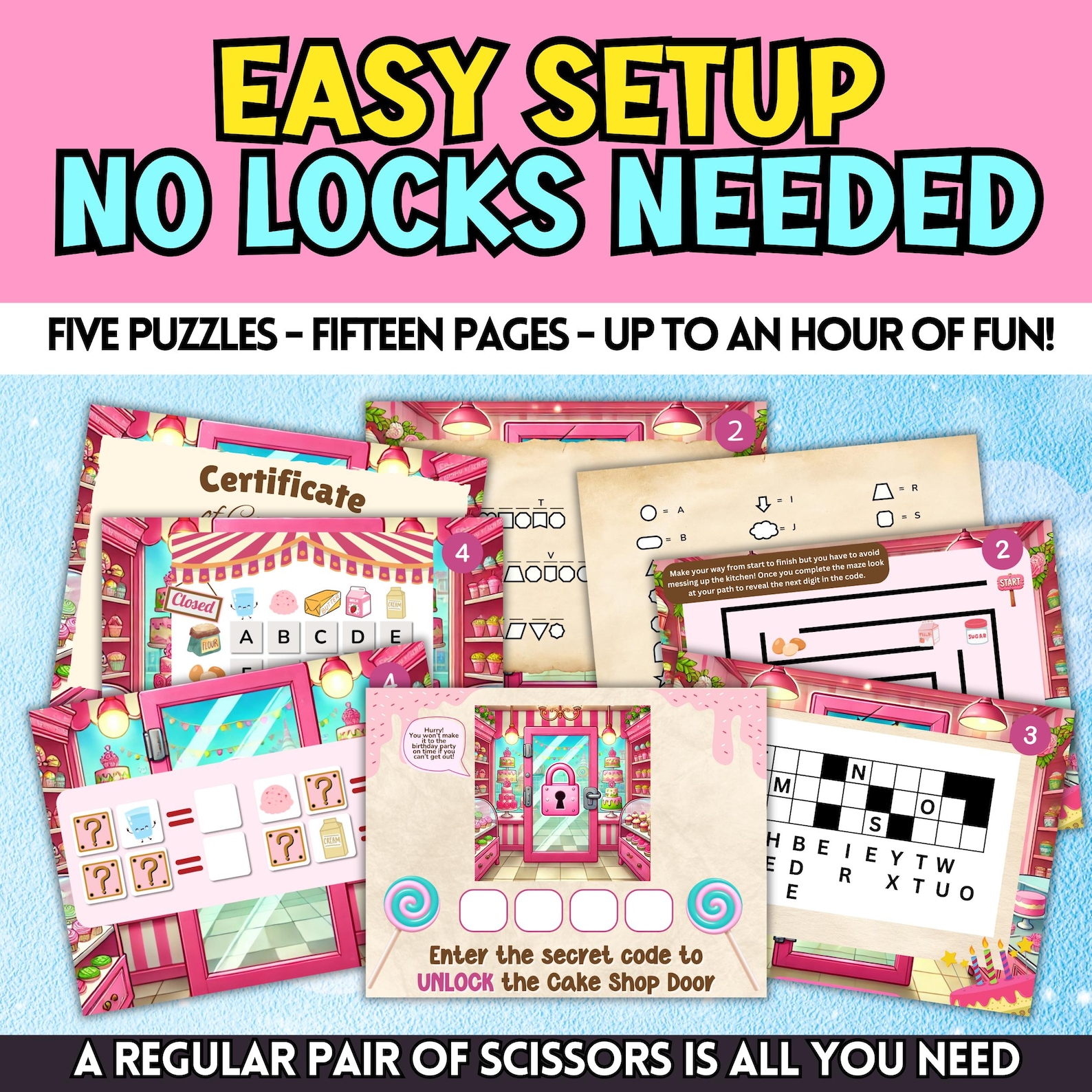 Birthday Cake Escape Room DIY Printable Party Puzzle Game Activity for ...