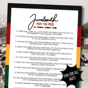 Juneteenth Pass the Prize Left Right Game for African American History ...
