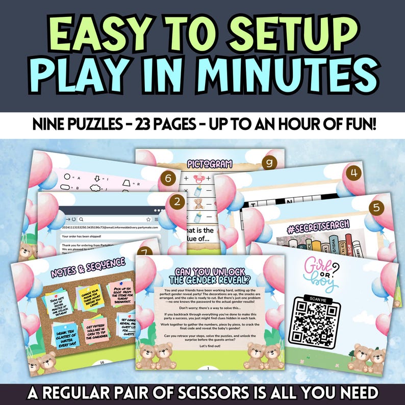 Gender Reveal Escape Room It's A Boy DIY Printable Party Puzzle Game ...
