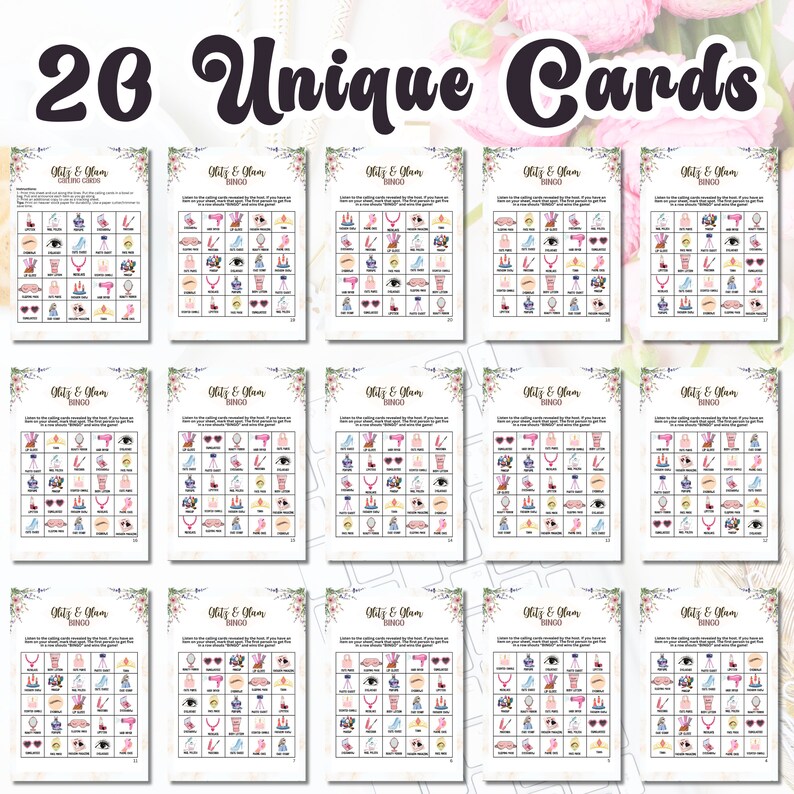 Glam Party Bingo Game: Teen Tween Slumber Party Activity (digital ...