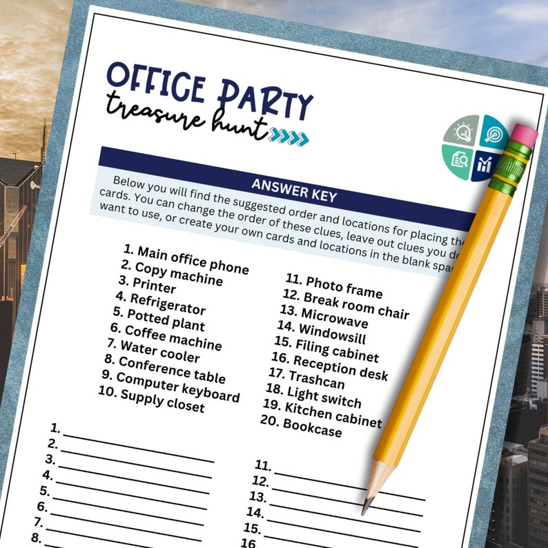 Office Party Scavenger Hunt: Printable Treasure Search (PDF) - Etsy