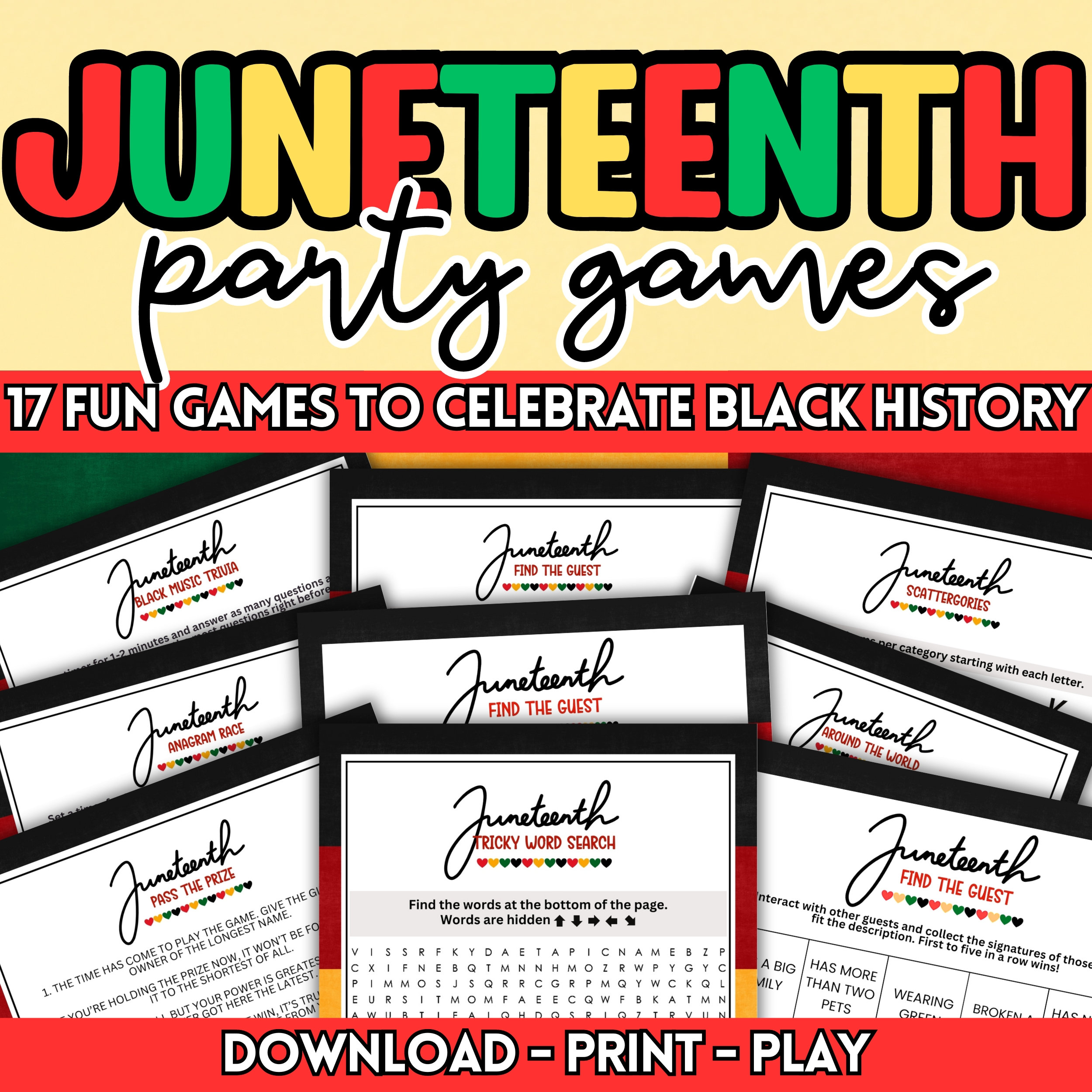 Juneteenth Games Bundle of Trivia Questions and Word Puzzle Activities ...