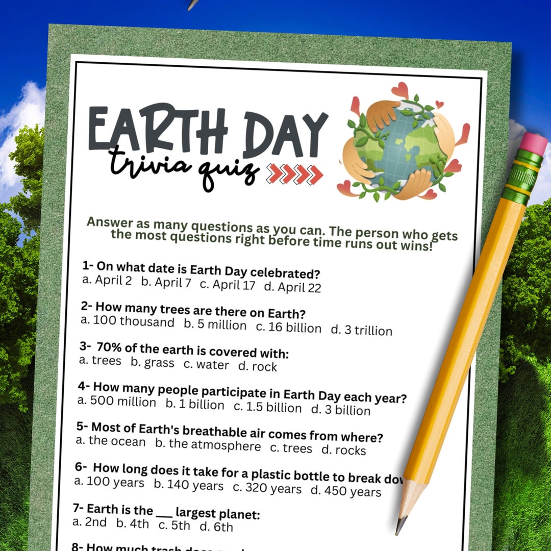 Earth Day Trivia Quiz Questionnaire Fun Science Learning Activity for ...