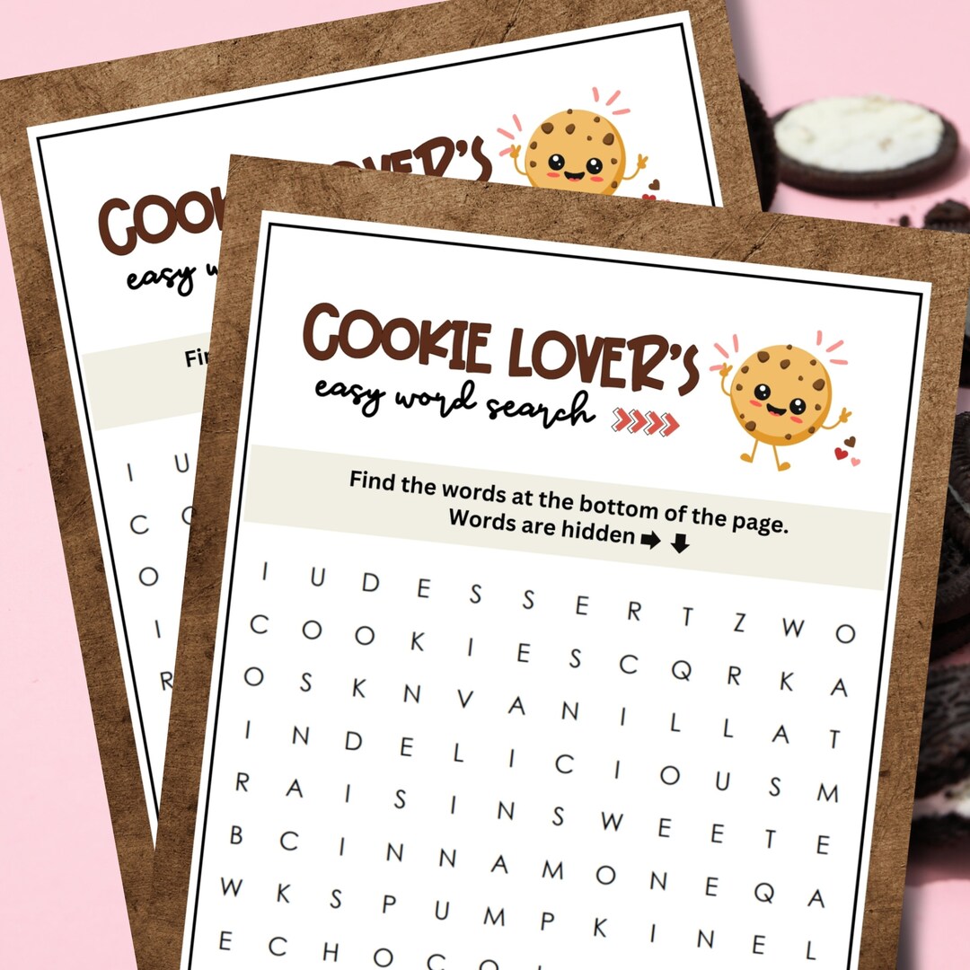 Cookies Word Search Simple and Easy for Little Kids Birthday Party or ...