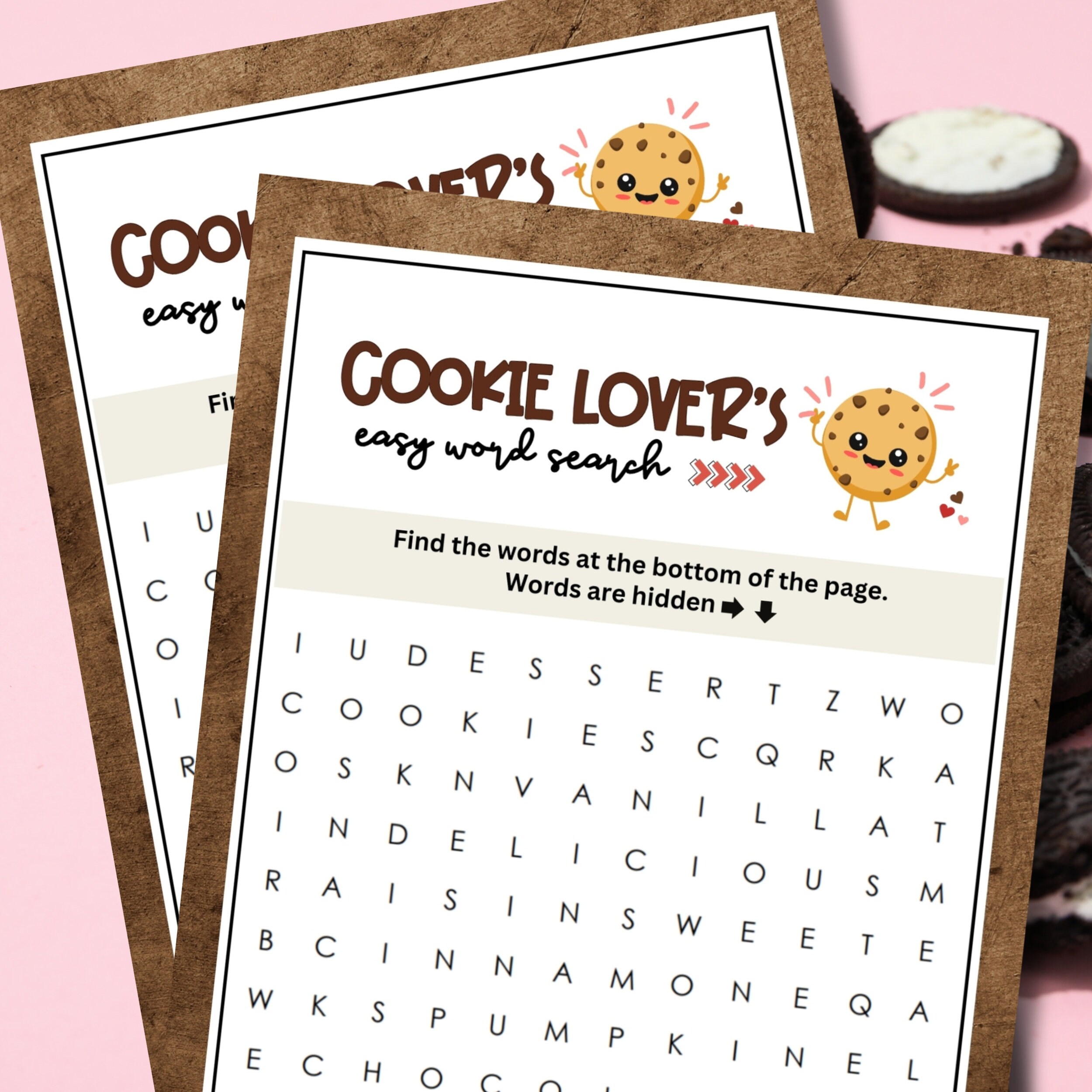 Cookies Word Search Simple and Easy for Little Kids Birthday Party or ...